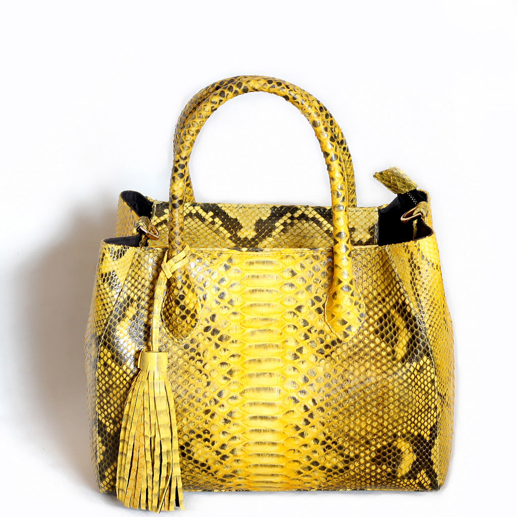Yellow Snake Tote | Genuine Snake skin Leather Tote Bag | Yakubu Design – YAKUBU